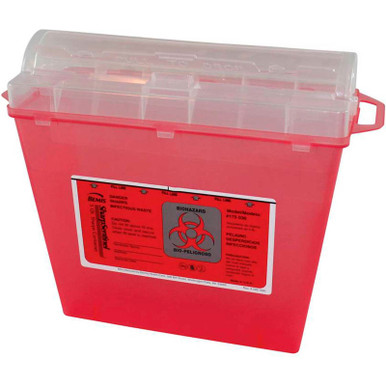Wall-Mount Sharps Container, 5 Quart - Red