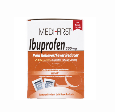 Medi-First Ibuprofen Pain Relief Tablets 200mg 125 packets of 2, 250 ...