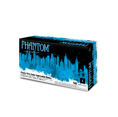 Phantom Latex Powder Free Exam Gloves, Black Large, Box of 100