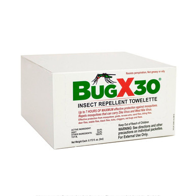 BUG X 30 Insect Repellent Wipes, 25 Wipes/Box