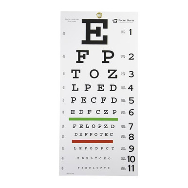 Pocket Nurse Snellen Eye Chart -For Training Use Only