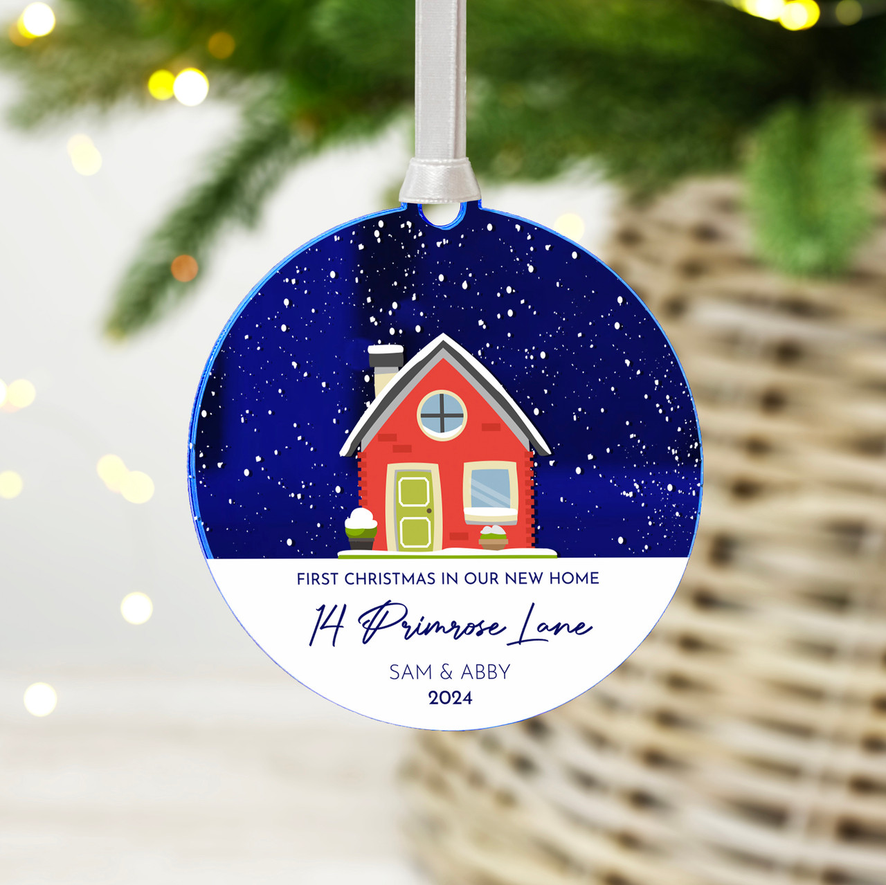 Personalised First Christmas In New Home Xmas Decoration 1st Christmas In Our New Home Mirror Xmas Bauble Laser Made Occasions
