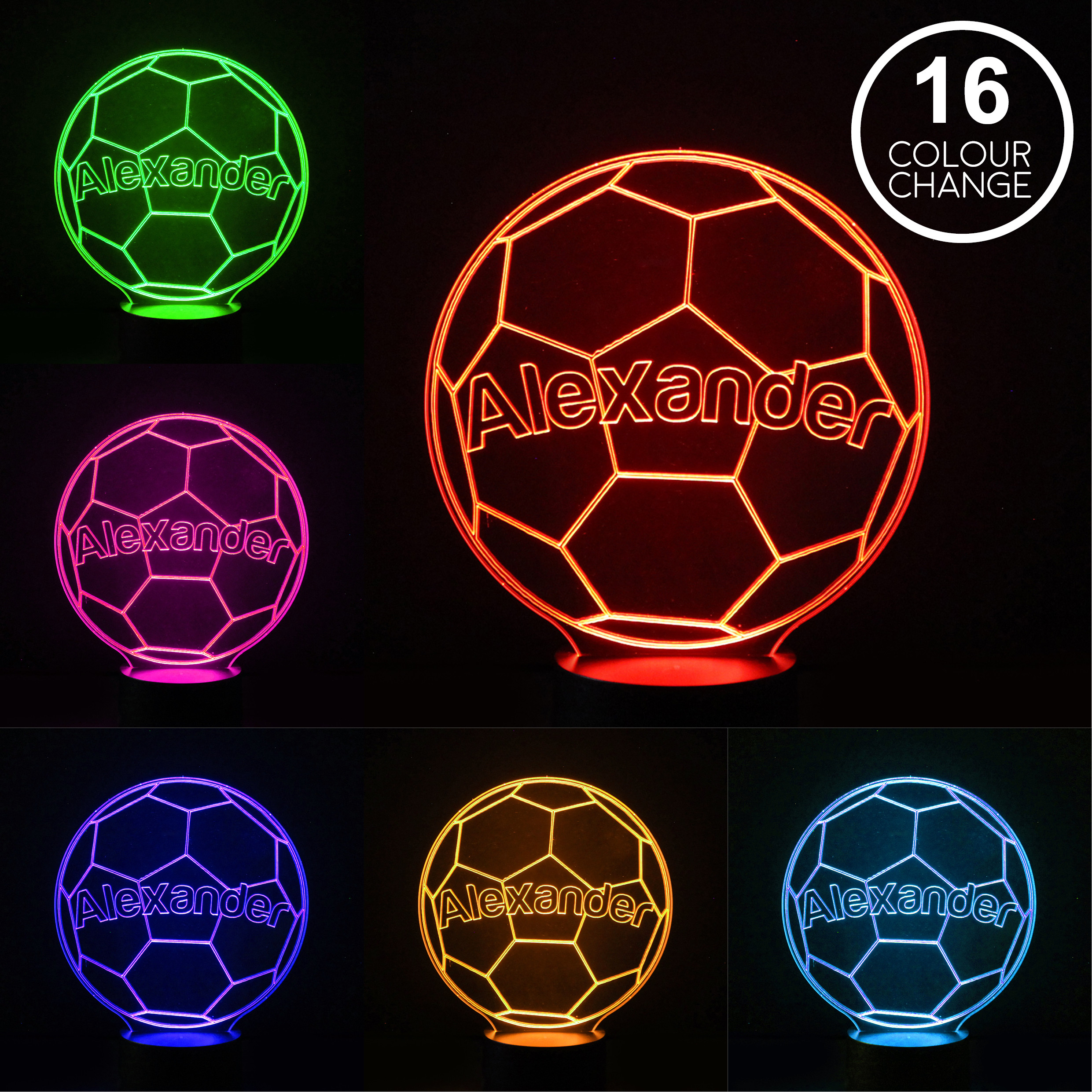 Personalised Football Shirt Night Light, Colour Changing Football Lamp ...