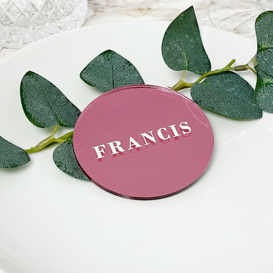 Luxury Personalised Round Acrylic Table Name Signs - Laser Made Occasions