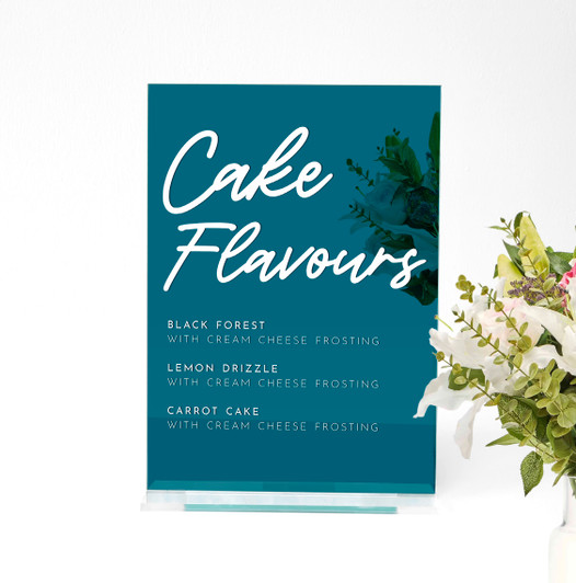 Custom Acrylic Wedding Cake Flavours Sign, Wedding Cake Sign - Laser ...