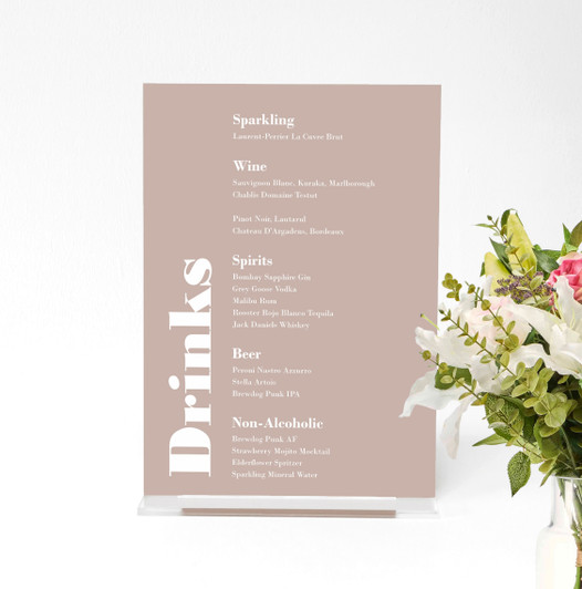 Luxury Acrylic Wedding Bar Menu - Wedding Table Drinks List Sign ...