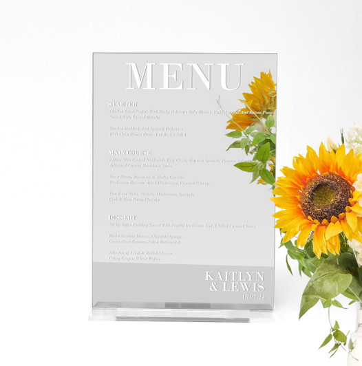 Luxury Acrylic Wedding Table Food Menu Sign - Laser Made Occasions