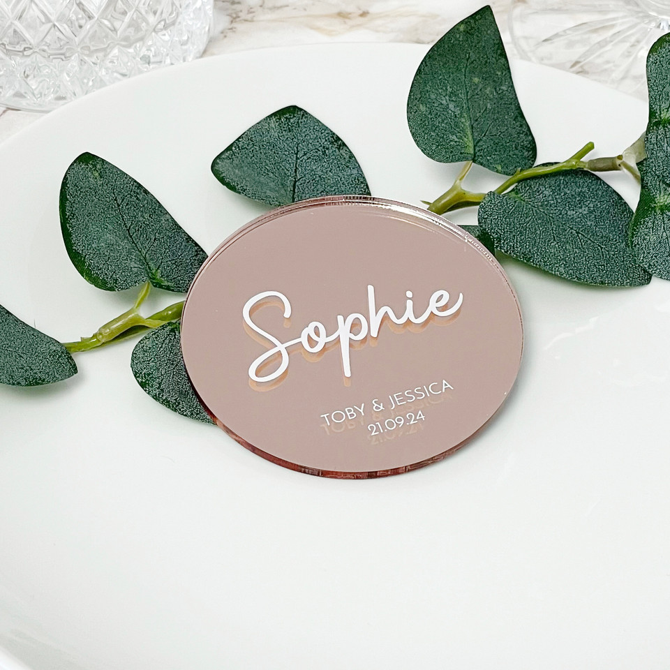 Personalised Acrylic Wedding Party Place Names - Laser Made Occasions