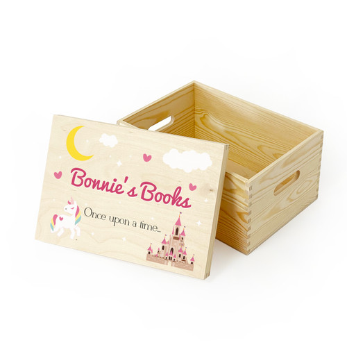 Personalised Fairytale and Unicorn Story Book Box, Wooden Bedroom ...