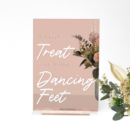 Custom A5 Acrylic Wedding Dancing Feet Sign - Laser Made Occasions