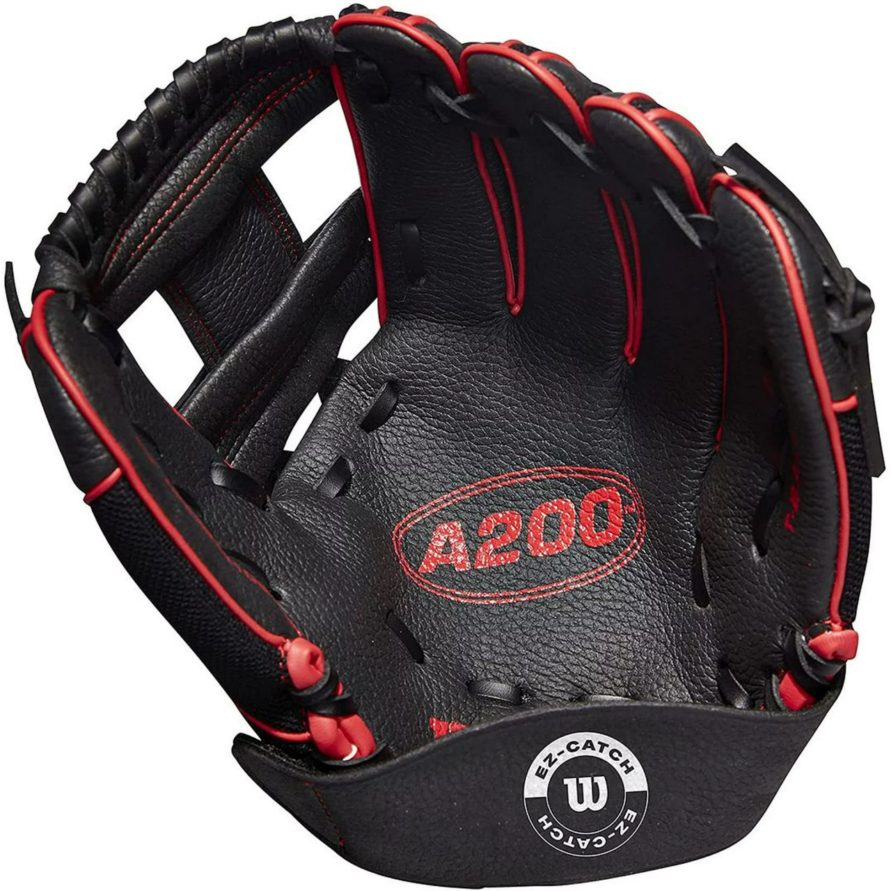 Wilson A200 Ez Catch Baseball Glove Black/Red 10": WBW10045510 - Beacon ...