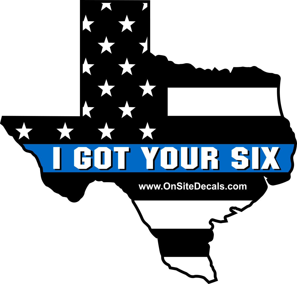 Thin Blue Line "I GOT YOUR SIX" Texas Decal