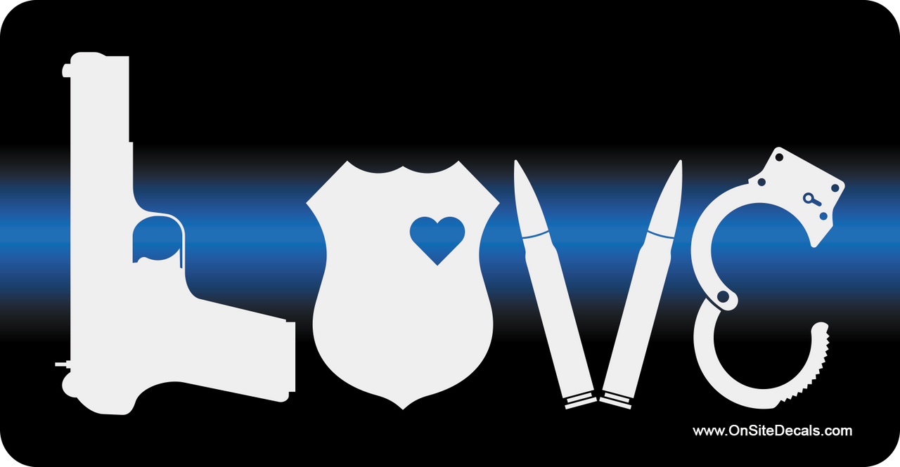 Thin Blue Line Love Police Reflective Decal
