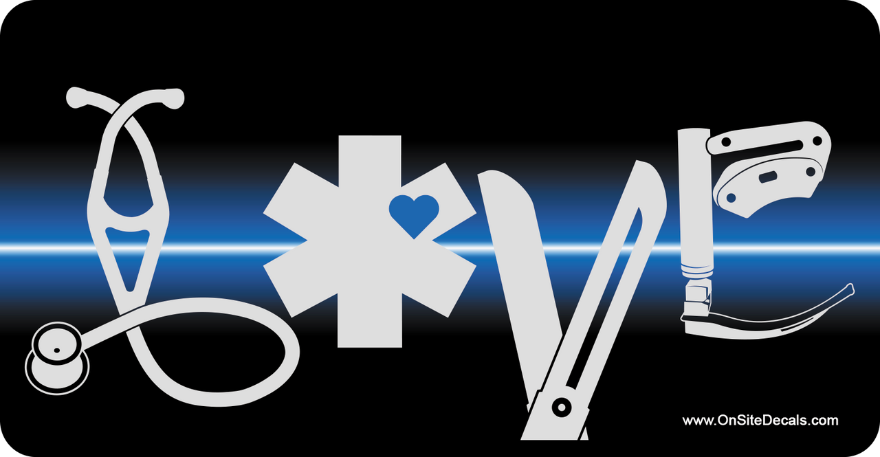 Thin White/Blue Line Love EMS Reflective Decal