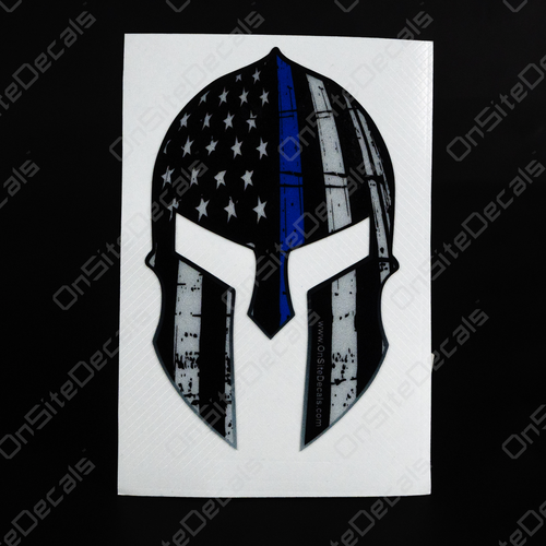 Blue Line Spartan Helmet Decal