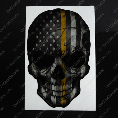 Gold Line Skull Decal