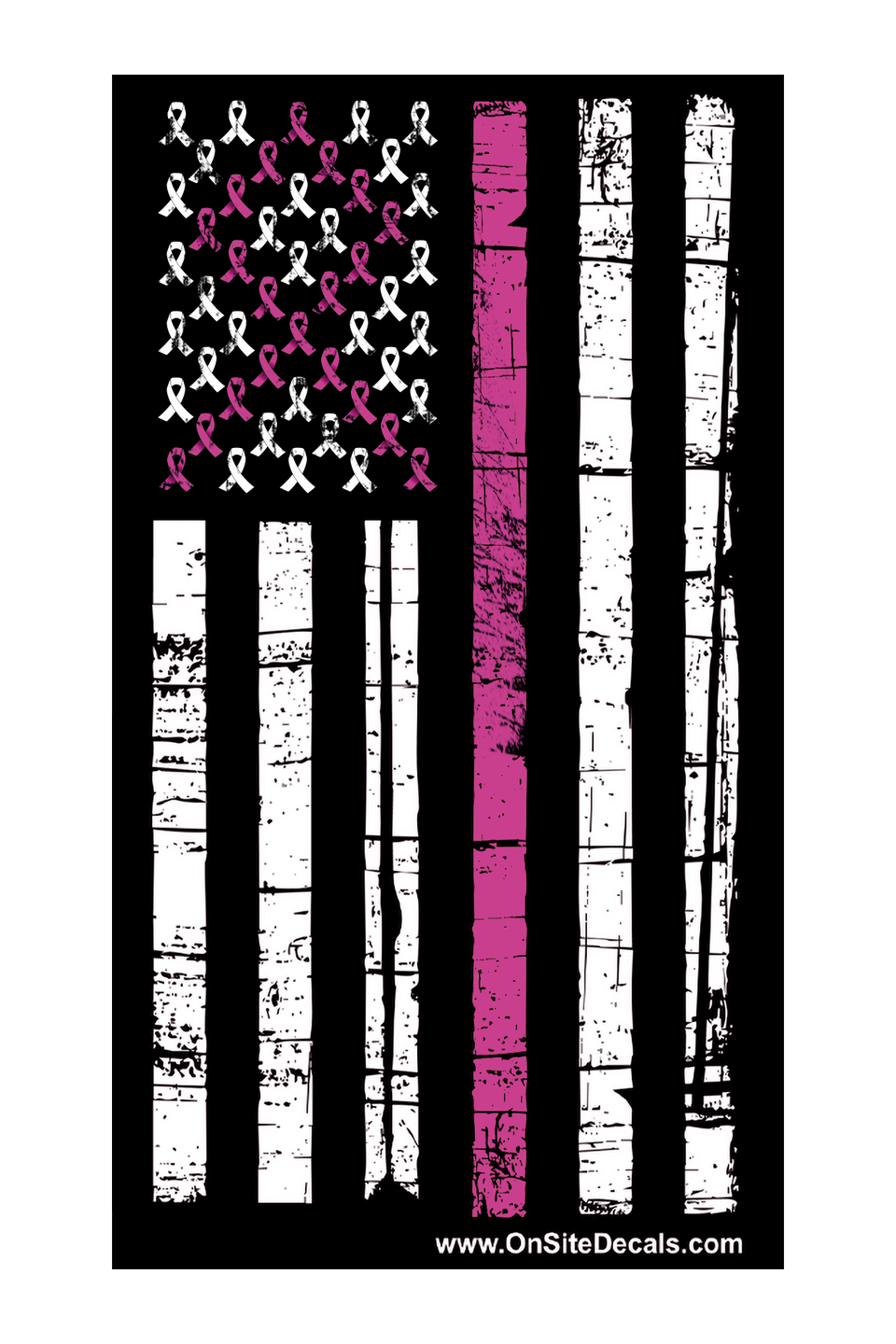 Breast Cancer Awareness Pink Ribbon American Flag Decal