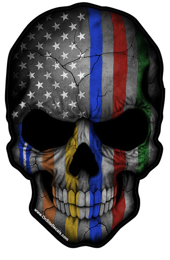 Multi Color Line Skull Decal