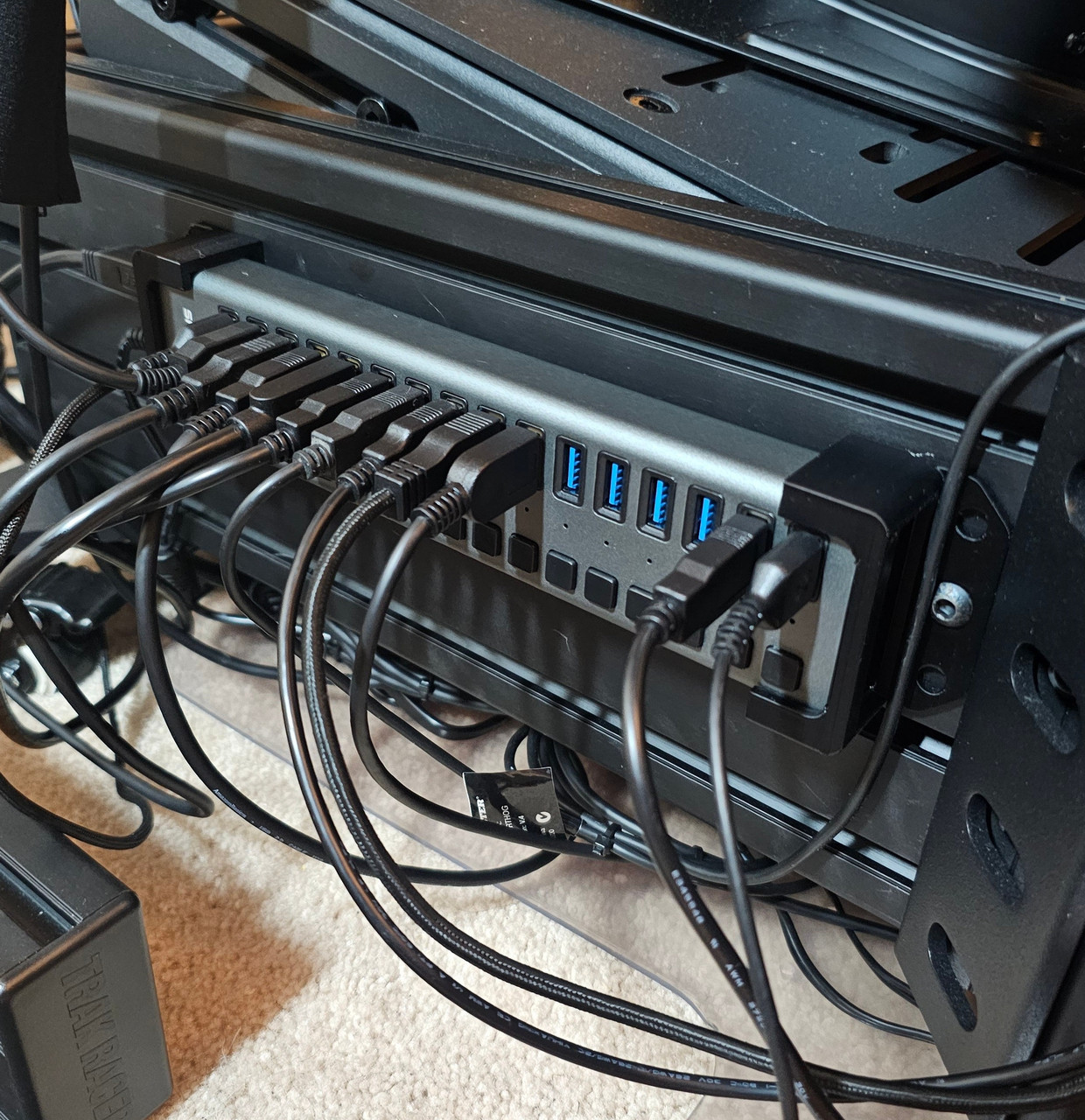 Sabrent 16 port USB Hub Mount for 8020 Sim Rig / 40 Series Profile. - AT3D