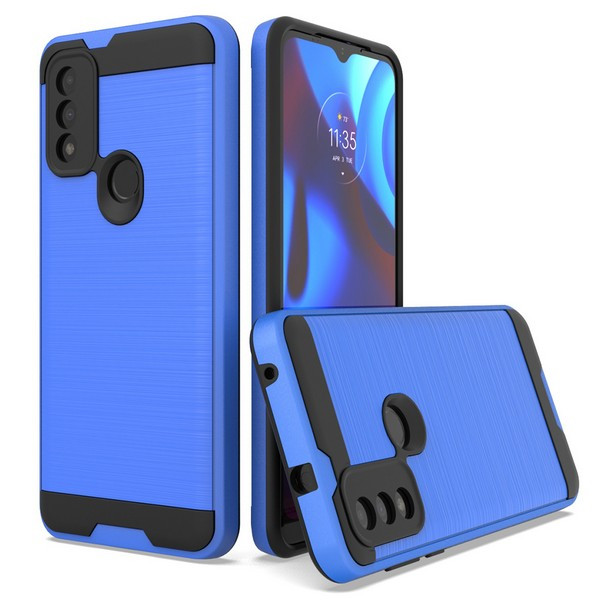 Brushed Textured Hybrid Armor Case for Motorola Moto G Pure - Blue - HD ...