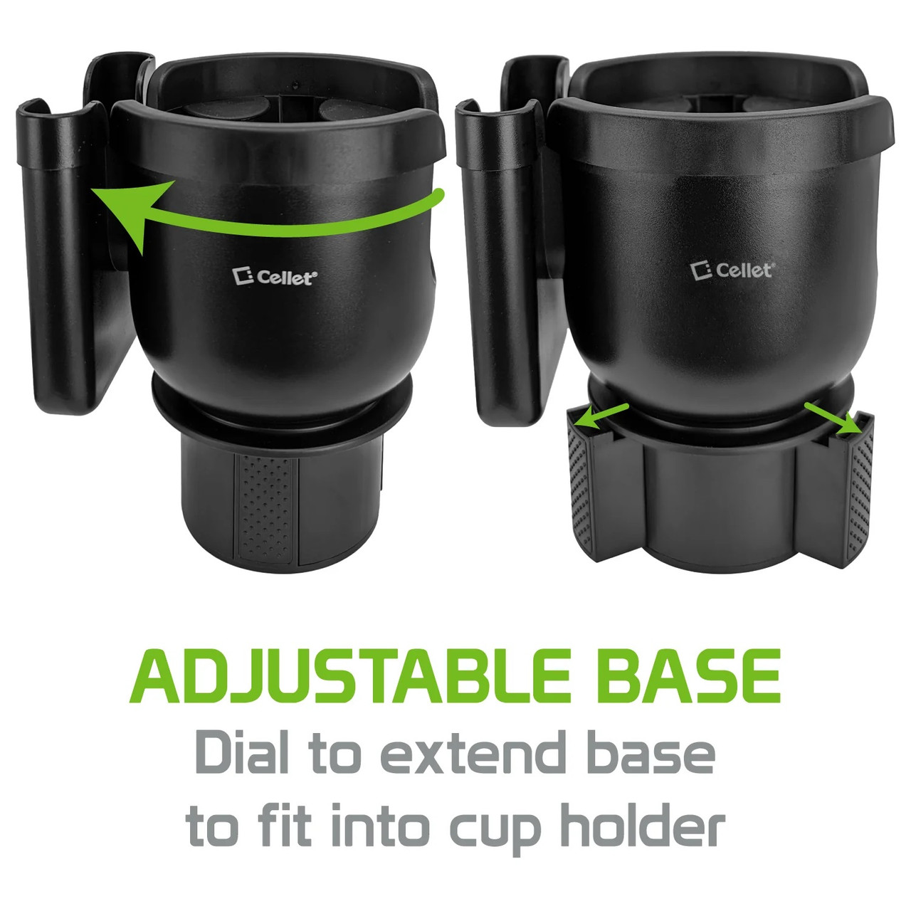 2-IN-1 Cup Holder Expander with Phone Holder - Black - HD Accessory