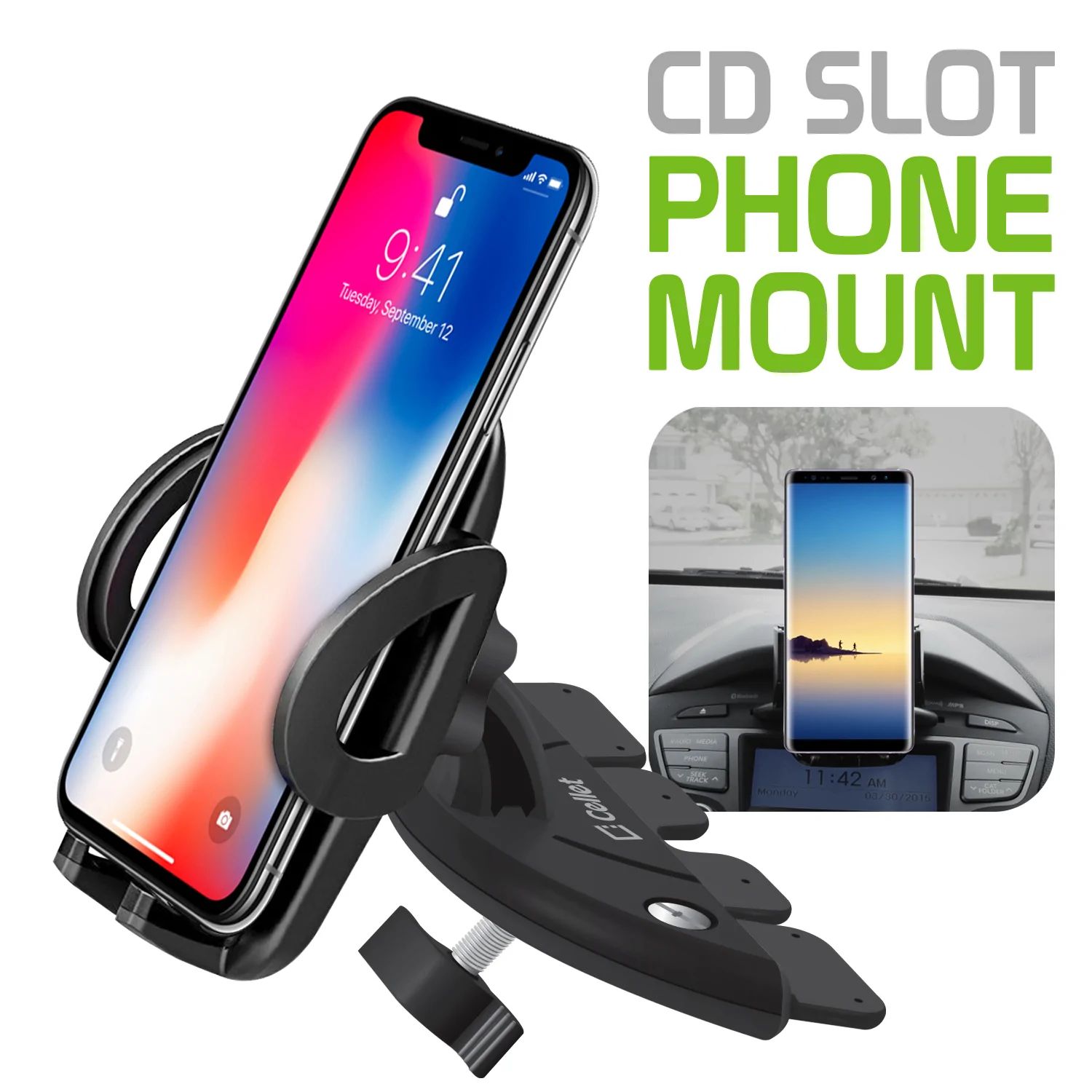 CD Slot Phone Mount with 360 Degree Cradle Rotation and Stabilizing ...