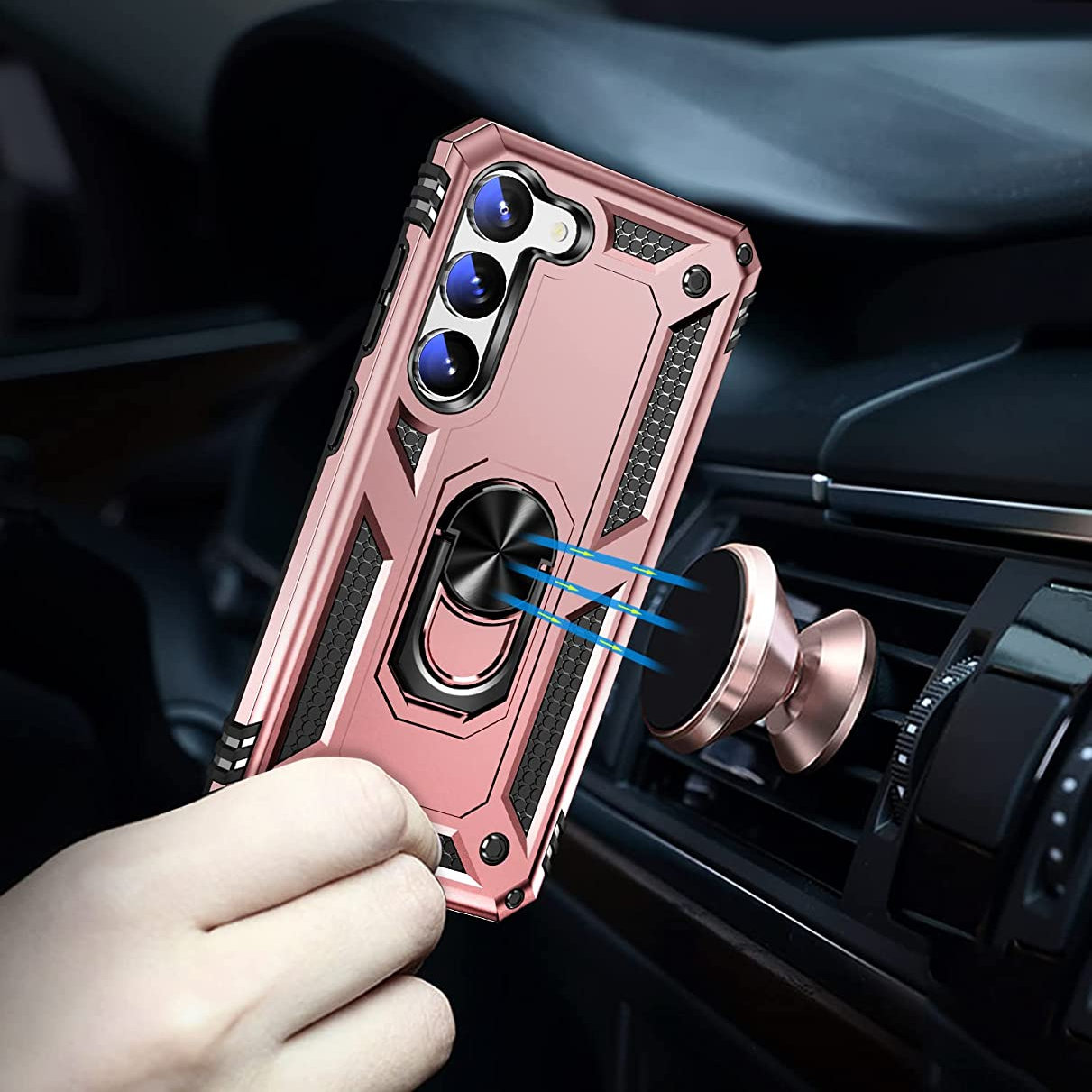 Military Grade Hybrid Case with Ring Grip for Samsung Galaxy S23 - Rose ...