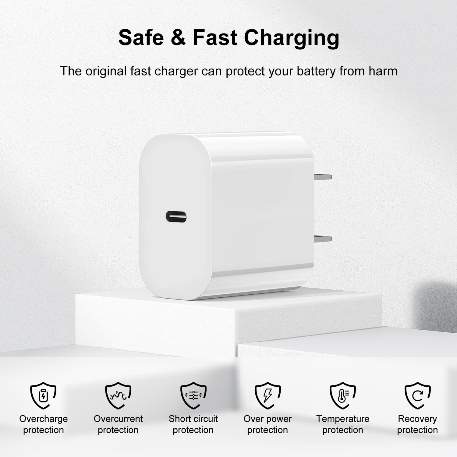 20W USB-C PD 3.0 Power Delivery Wall Charger with USB-C to USB-C Cable ...