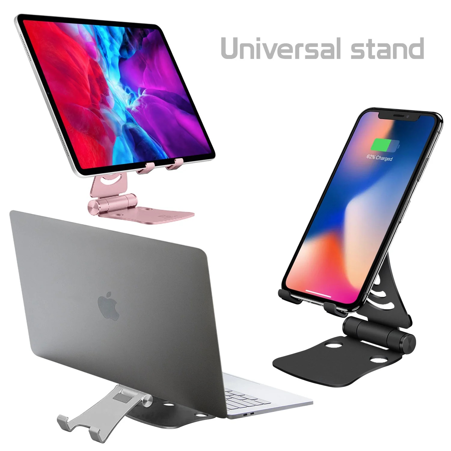 Adjustable Aluminum Desktop Stand for Smartphones and Tablets - Rose ...