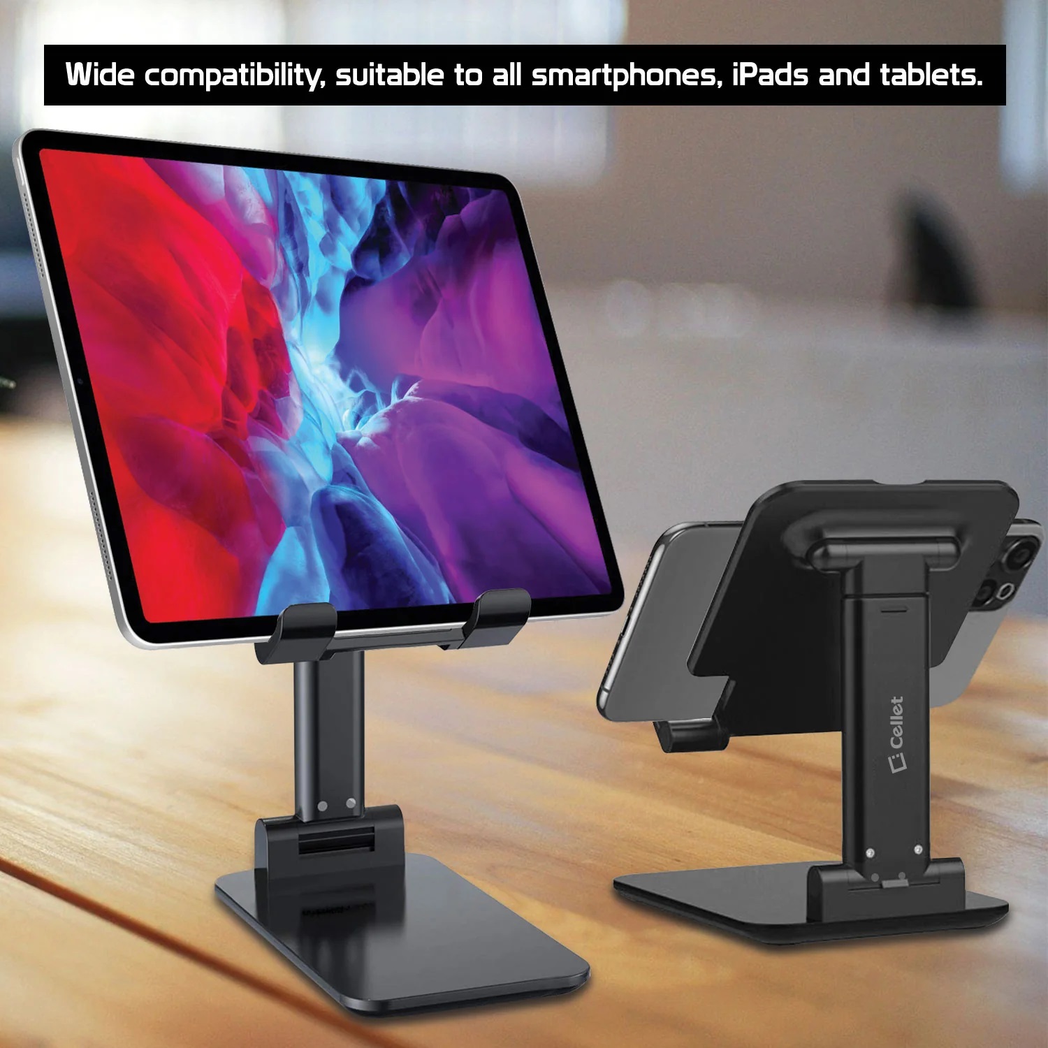 Foldable Heavy Duty Adjustable Smartphone and Tablet Desktop Stand ...