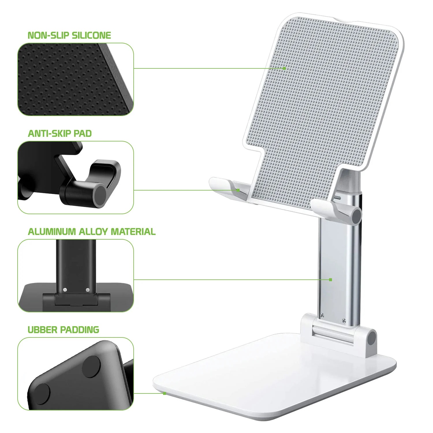 Foldable Heavy Duty Adjustable Smartphone and Tablet Desktop Stand ...