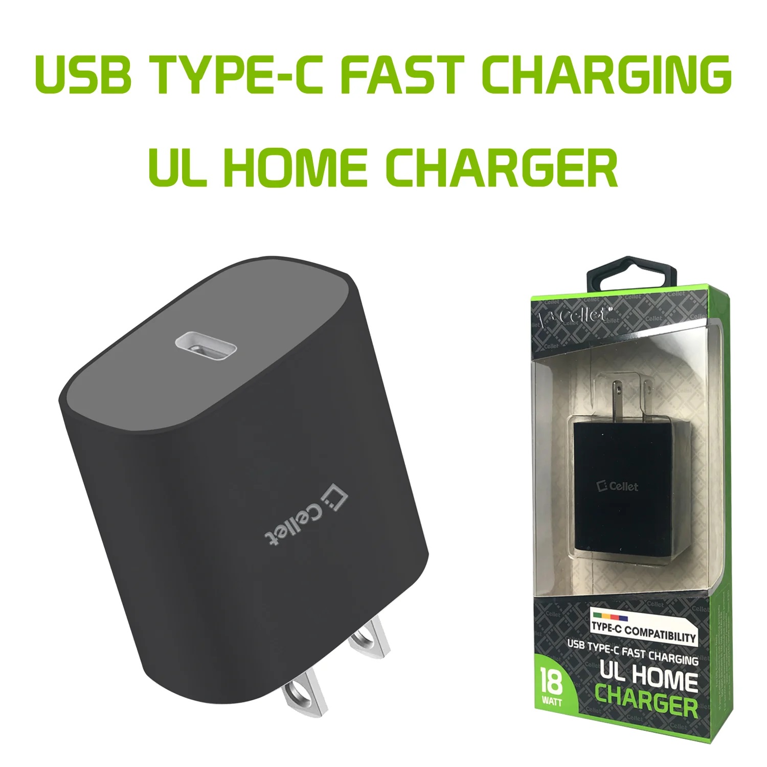 18W USB-C PD Power Delivery Wall Charger - Black - HD Accessory