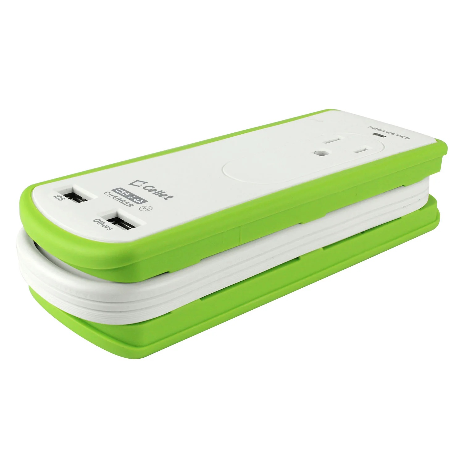 Compact 2 Outlet Surge Protector + Dual Optimized USB-A Charging Ports ...