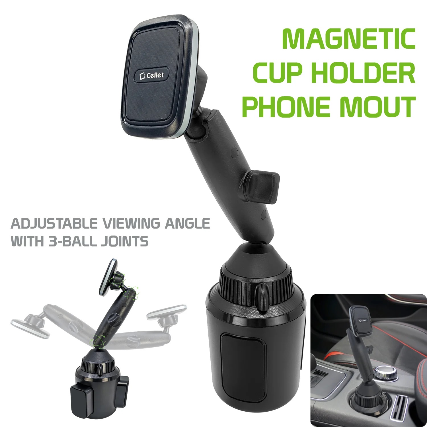Heavy Duty Magnetic Cup Holder Mount - Black - HD Accessory
