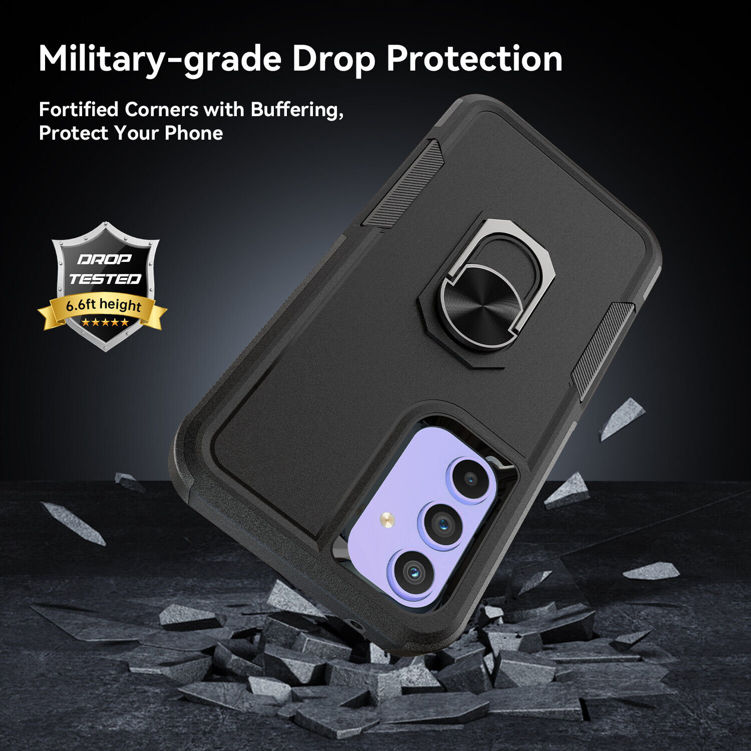 Military Grade TUFF Shockproof Hybrid Armor Case with Ring Grip for Samsung Galaxy A15 5G ...
