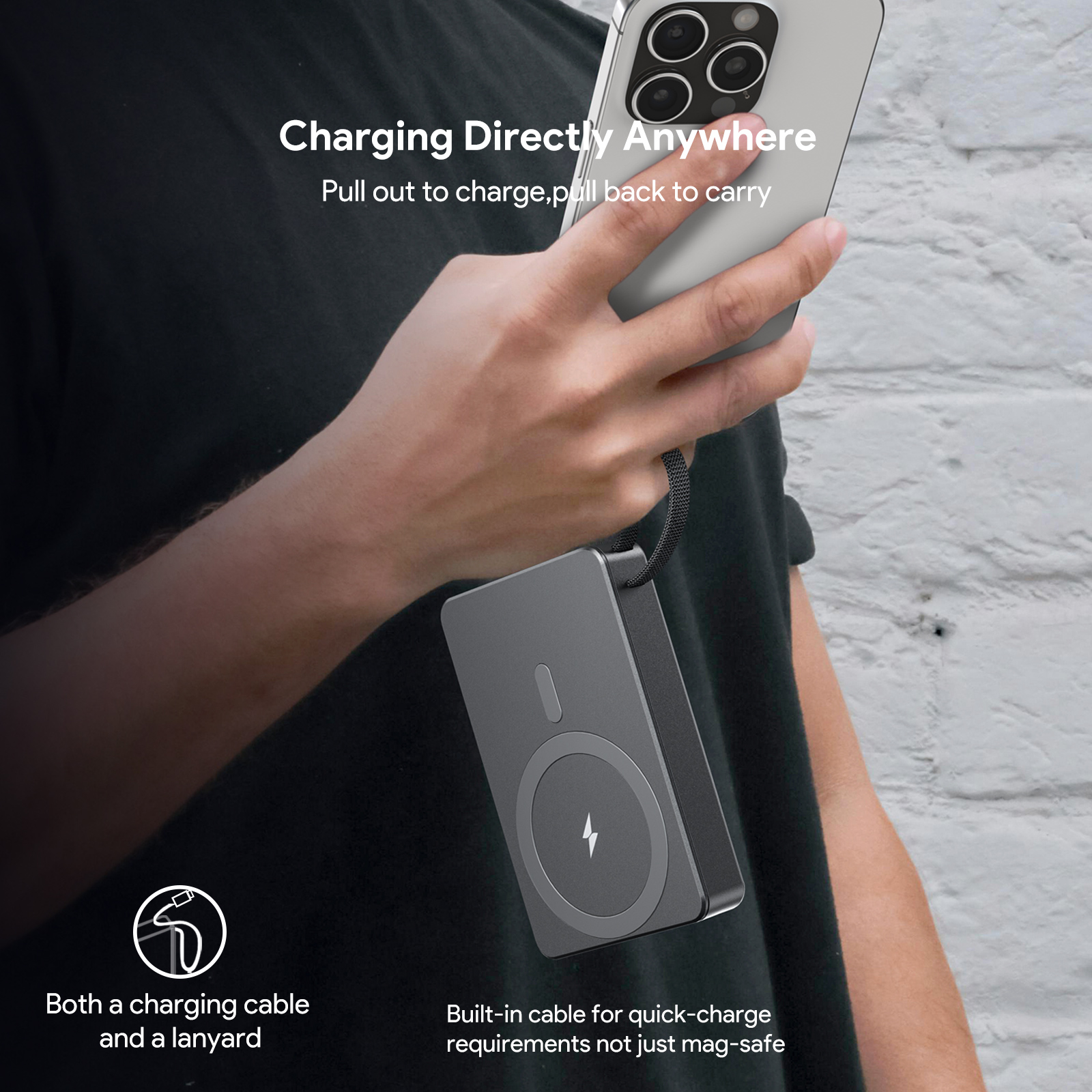 MagSafe Magnetic Power Bank Wireless Charger with Built-in USB-C Cable ...
