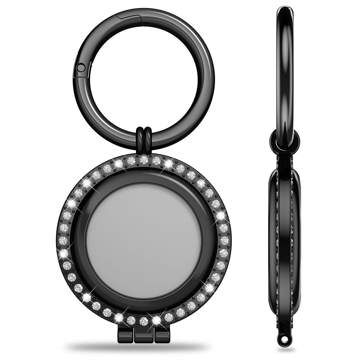 Rhinestone Key Ring Case for AirTag - Gunmetal - HD Accessory