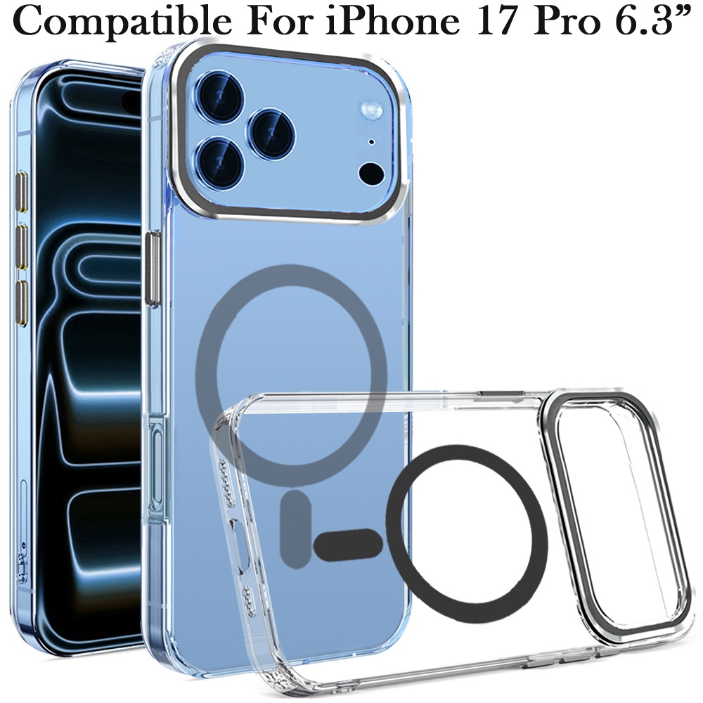 Crystal Clear Transparency MagSafe Case for iPhone 17 Pro - Black - HD ...