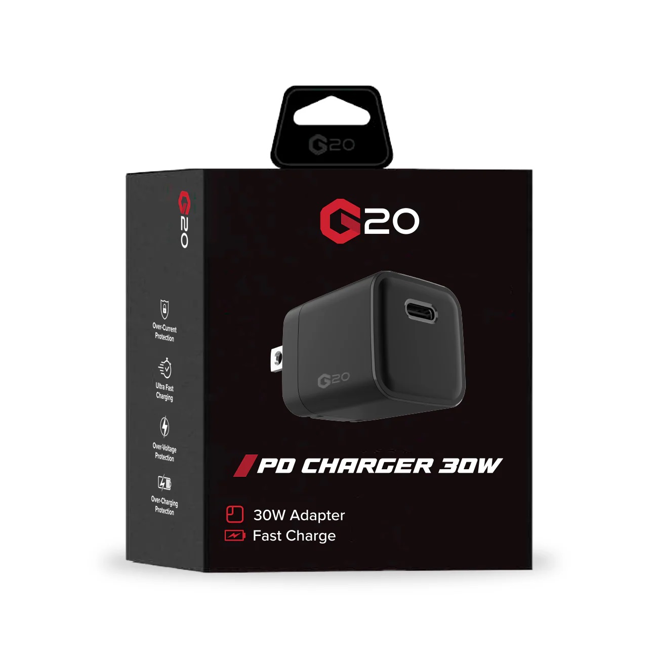 G20 30W USB-C PD 3.0 Power Delivery Wall Charger - Black - HD Accessory