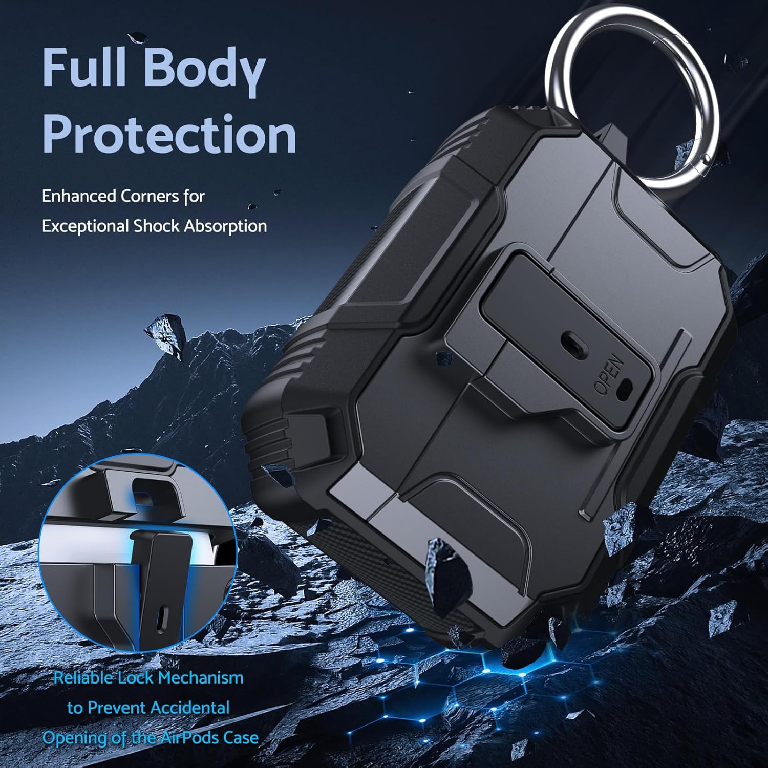 Carbon Fiber Series TUFF Hybrid Case with Secure Lock Clip for AirPods ...