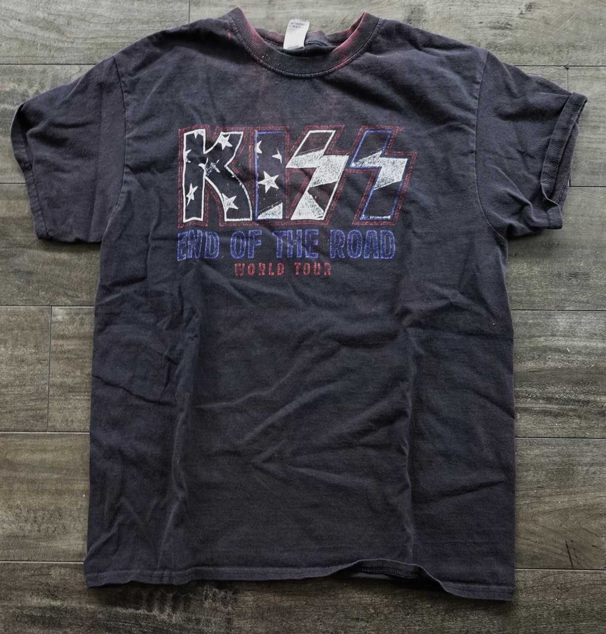 KISS End of the Road USA Flag Logo Tshirt