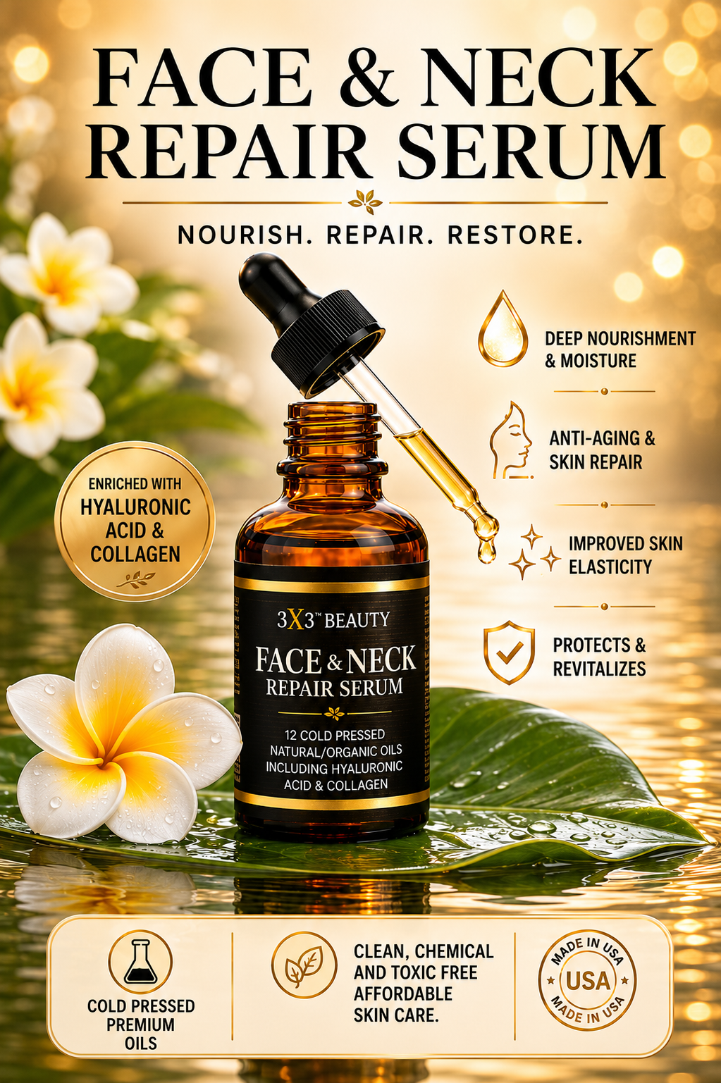 3X3Beauty Face & Neck Repair Oil Serum