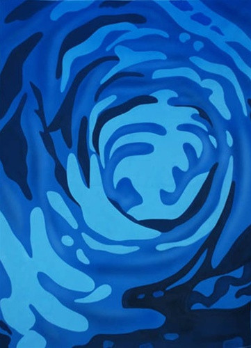 Blue Swirl A0023 Abstract Hand Painted Muslin