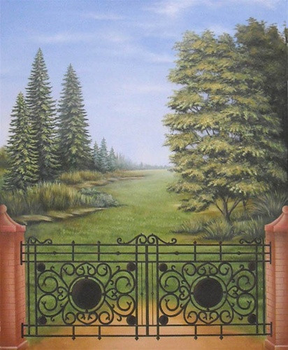 Gateway into Field Hand Painted Scenic Backdrop