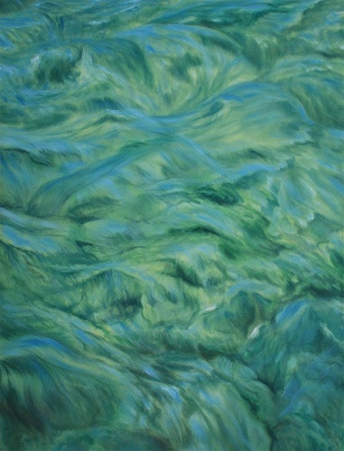 Green and Blue A005 Abstract Hand Painted Muslin