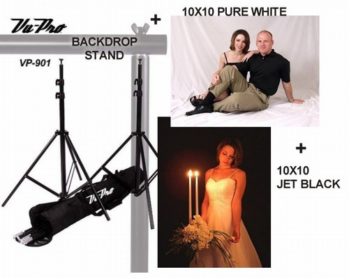 Backdrop Stand Plus Black/White MuslinS Combo