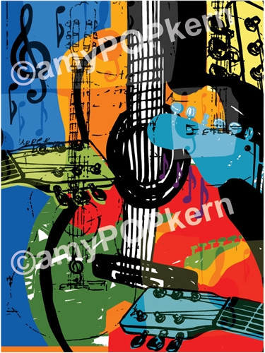 Guitar Musical Instrument Pop Art Backdrop