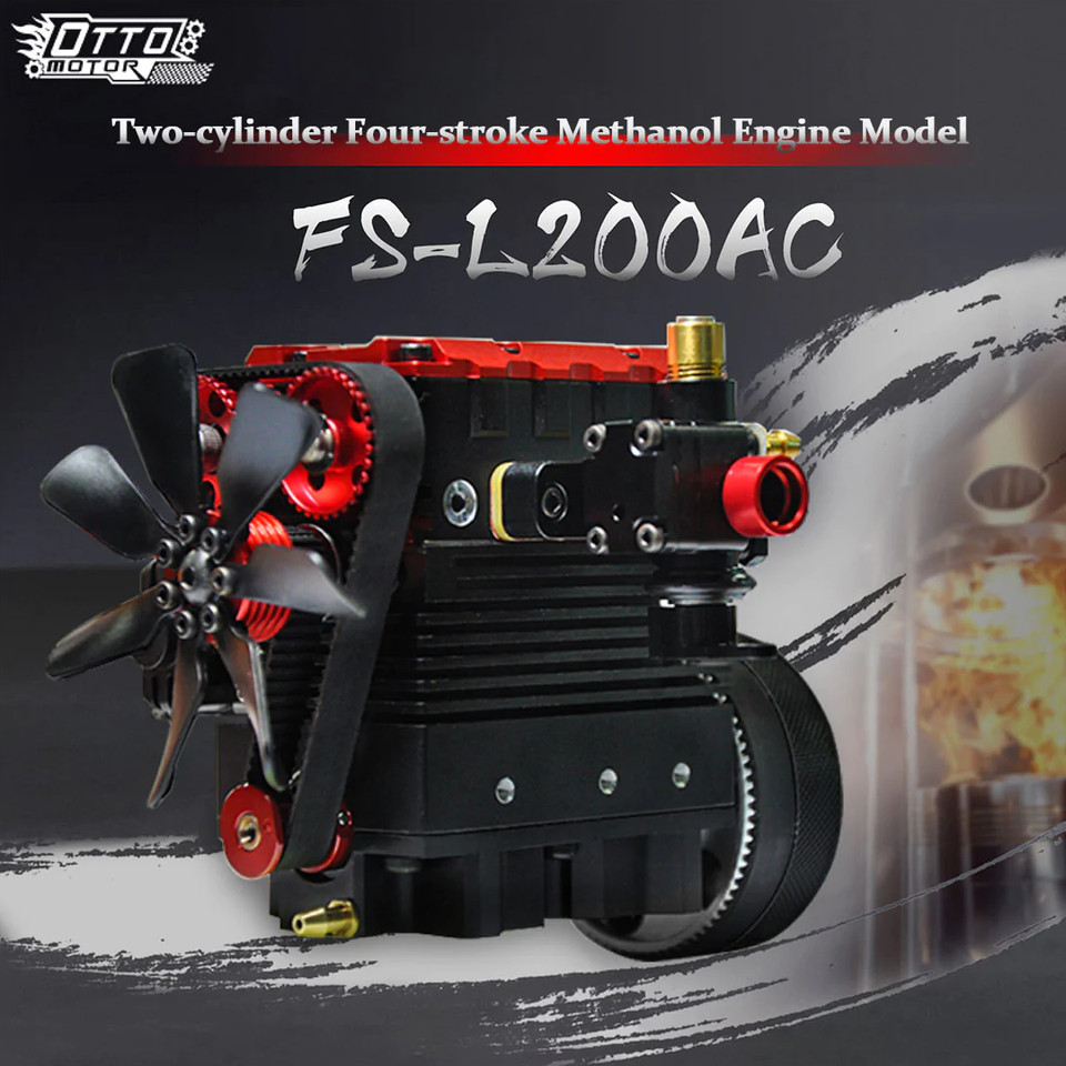 Toyan OTTO Motor FS-L200AC DIY 4 Stroke 2 Cylinder RC Nitro Engine Kit ...