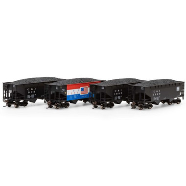 Athearn RND1283 34' 2-Bay Offset Open Hopper C&I #1 (4) Freight Cars HO ...