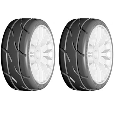 GRP GTJ03-XM5 1:8 GT T03 REVO XM5 Medium Tires w/ 20 Spoked White Wheel (2) - Nitro Hobbies